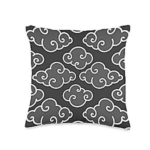 Anime Cloud lovers Gray Tradition Oriental Cloud Japanese Chinese Pattern Throw Pillow, 16x16, Multicolor