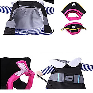 Pet Dog Costume Pirates, Dog Cat Halloween Caribbean Style Corsair Dressing up Cosplay Party Costume Suit Halloween Party Apparel Clothing with a Hat (L)