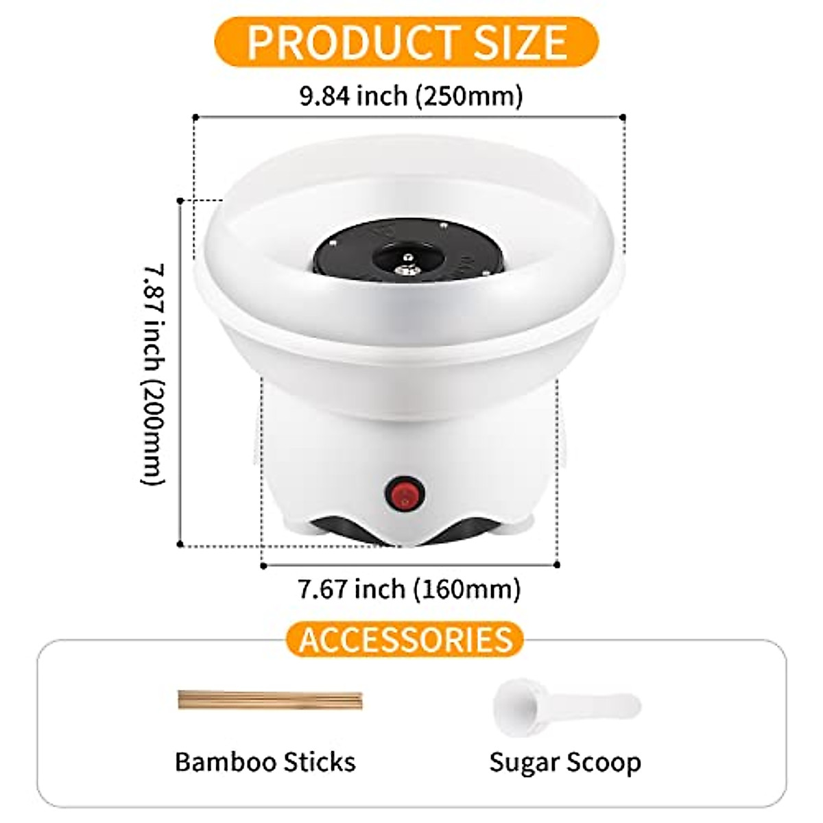 Cotton Candy Machine with Sugar Scoop, Cotton Candy Maker for Kids, Birthday Party, Gifts