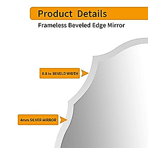 KOHROS Scalloped Frameless Wall Mounted Bathroom Mirror, Emma Shaped Decorative Mirror for Living Room Bedroom Office Entrance Decor (24" W x 31" H Scalloped)