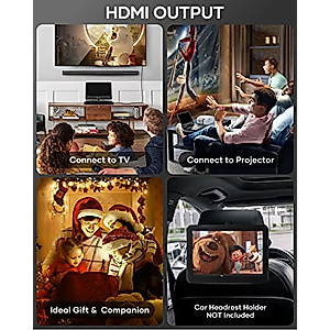 WONNIE 16.9" Portable Blu ray DVD Player with 14.1" 1080P HD Swivel Screen, 4-Hour Rechargeable Battery, Supports HDMI Output, Dolby Audio, Last Memory, Region Free, USB/SD Card, AV in