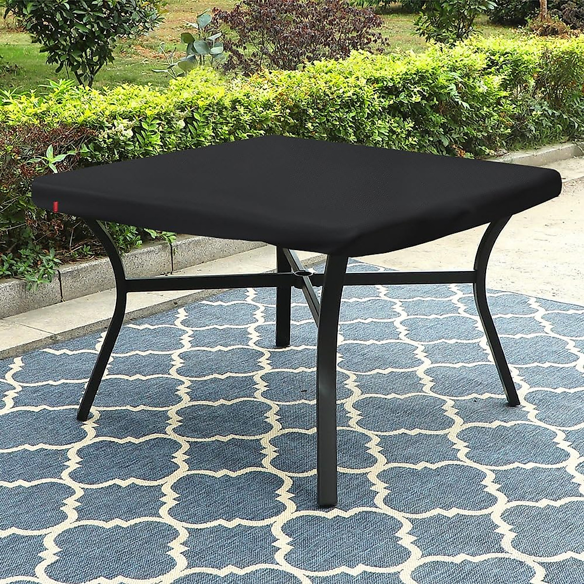 SoloToo Outdoor Square Table Cover,Waterproof Anti-UV Patio Square Table Top Covers,Fits 24 x 24 Inches Square Patio Furniture (Black)