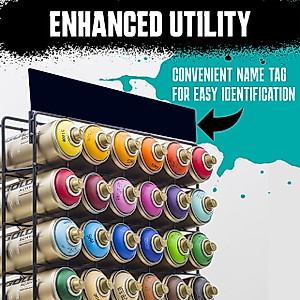 Skywin-Spray Can Holder, Matte Black Spray Bottle Holder Wall Mount, Graffiti Spray Can Organizer, Acrylic Spray Paint Can Holder with a Removable Name Board For Art Supply Storage Organizer