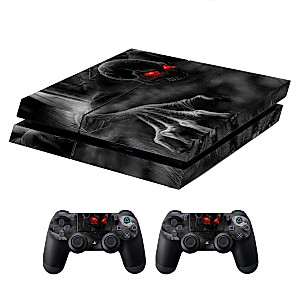 Skins for PS4 Controller - Decals for Playstation 4 Games - Stickers Cover for PS4 Console Sony Playstation Four Accessories PS4 Faceplate with Dualshock 4 Two Controllers Skin - Dark Skull