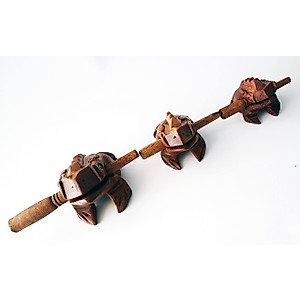 Guiro Percussion Musical Instruments Wooden 3 Piece, Set of 3 Natural Wood Güiro Frog 10-8-5 cm.
