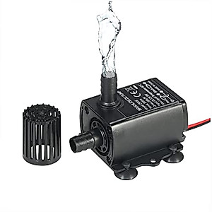 Water Pump Aquarium, Submersible Water Pump, DC 12V 5W, Mini quiet Pump for Pond Aquarium Fish Tank, 280L/H, Lift 300cm
