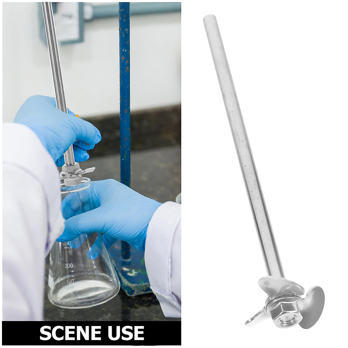 iplusmile 1 Set Three Blade Stirring Rod Stirring Bar Electric Overhead Stirring Rod Anchor Paddle Mixer Shaft Rod Stainless Steel Stirrer for Lab Industrial Mixing