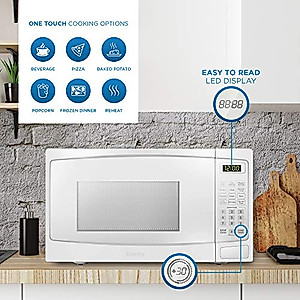 Danby DBMW1120BWW 1.1 Cu.Ft. Countertop Microwave In White - 1000 Watts, Family Size Microwave With Push Button Door