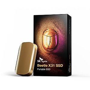 SK hynix Beetle X31 1TB Portable SSD with DRAM, up to 1050MB/s, USB 3.2 Gen2, External Hard Drive Compatible with PC, Mac, Laptop, PS5 (Champagne Gold)