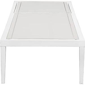 Meridian Furniture 373White Nizuc Collection Modern | Contemporary Resilient Mesh Water Resisting Fabric Upholstered Outdoor Patio Adjustable Sun Lounge Chair, 80.5" W x 29" D x 13.5" H, White