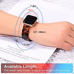 Wongeto Resin Strap Compatible with iWatch Band 38mm 40mm 41mm Apple Watch SE Series 8/7/6/5/4/3/2/1 Women Girl Men,Light Resin Waterproof Strap(Rose Gold+Tortoise 38/40/41mm)