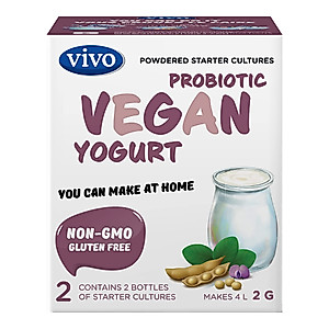 VIVO Vegan Yogurt Starter – Vegan Yogurt Culture Starter with Probiotics - 5-Box (10 Bottles) Pack - Makes Up to 30 Quarts of Probiotic Vegan Yogurt