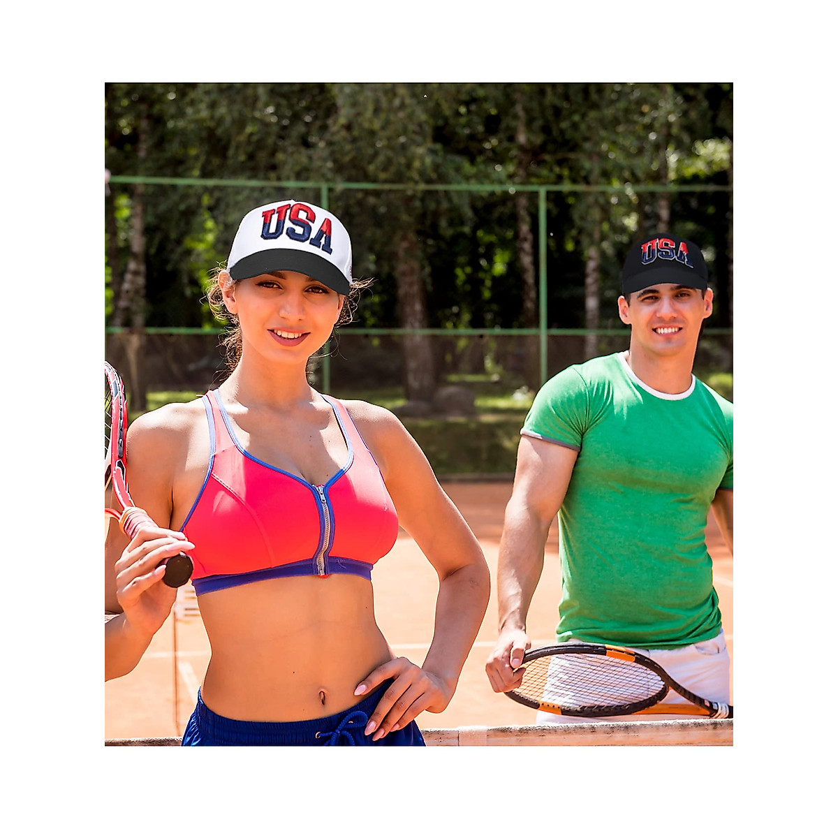 ROLVNHTV 4 Pieces USA Hats for Men American Flag Cap Adjustable Embroidered Patriotic Black Baseball Hat Trucker Hat for Men Women