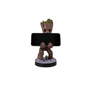 Exquisite Gaming: Guardians of The Galaxy: Toddler Groot - Original Mobile Phone & Gaming Controller Holder, Device Stand, Cable Guys, Marvel Licensed Figure, Black