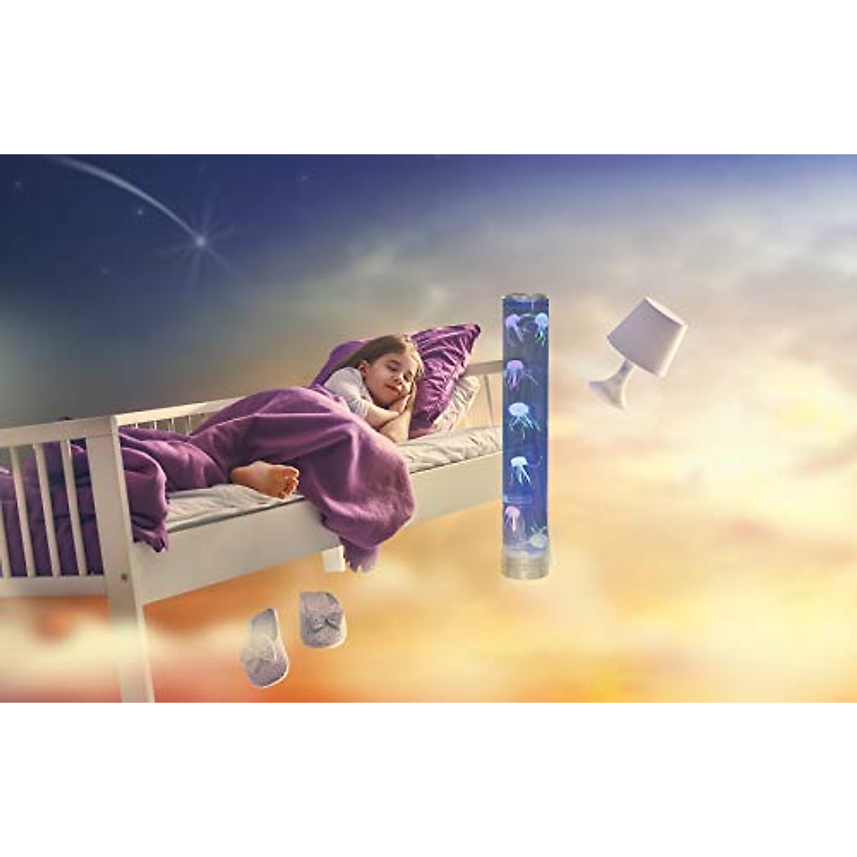 Lightahead LED Jellyfish Aqua Mood Lamp with 5 Color Changing Light Effects .The Ultimate Extra Large Sensory Synthetic Jelly Fish Tank Aquarium Mood Lamp. Ideal Gift (Extra Large)