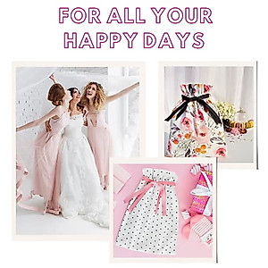 Gather & Knot Drawstring Gift Bags | 16" Medium | Premium Canvas | Reusable Fabric Wrap for Valentines, Weddings, Bridesmaids, Birthdays - All Occasion | Pink Floral