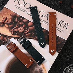 WOUKUP Vintage Leather Watch Band Quick Release Replacement Genuine Watch Strap 18mm 19mm 20mm 22mm for Men and Women