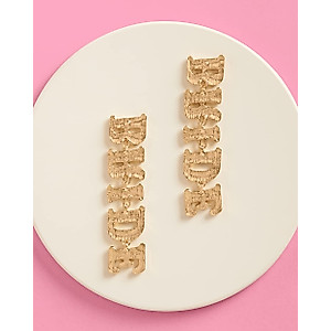 xo, Fetti Bride Pearl Drop Earrings, 3" Drop, Gold Pearl Charm Letter Jewelry | Bachelorette Party Decorations, Bridesmaid Gift, Bridal Shower, Wedding