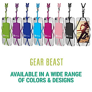 Gear Beast Cell Phone Lanyard - Neck Phone Holder w/Card Pocket and Silicone Neck Strap - Compatible with Most Smartphones, Black