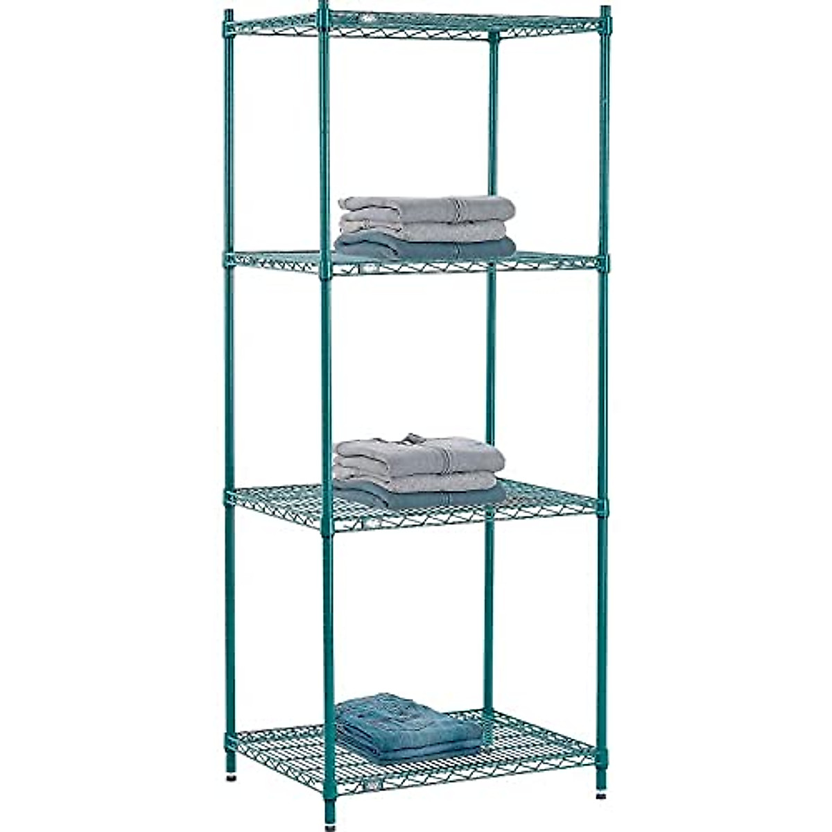 Nexel Poly-Green Adjustable Wire Shelving Unit, 4 Tier, Heavy Duty Commerical Storage Organizer Wire Rack, 24" x 30" x 74", Green