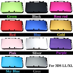 Aluminium Alloy Protective Case Front Back Faceplate Plates Top Cover & Bottom Battery Housing Shell Case Cover for 3DS XL LL Console - Pink