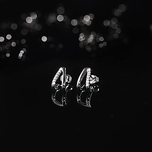 EAMTI 925 Sterling Silver Hoop Earrings For Women CZ Cubic Zirconia Half Hoop Earrings Small Split Huggie Hoop Earrings Hypoallergenic