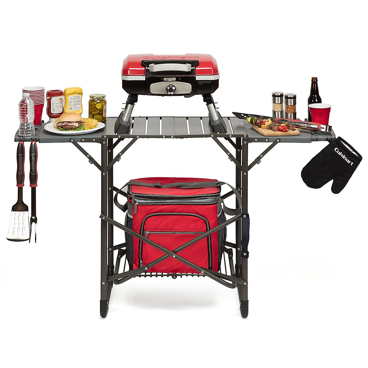 Cuisinart CGS-134 Grilling Tool Set with Grill Glove, Red (3-Piece)