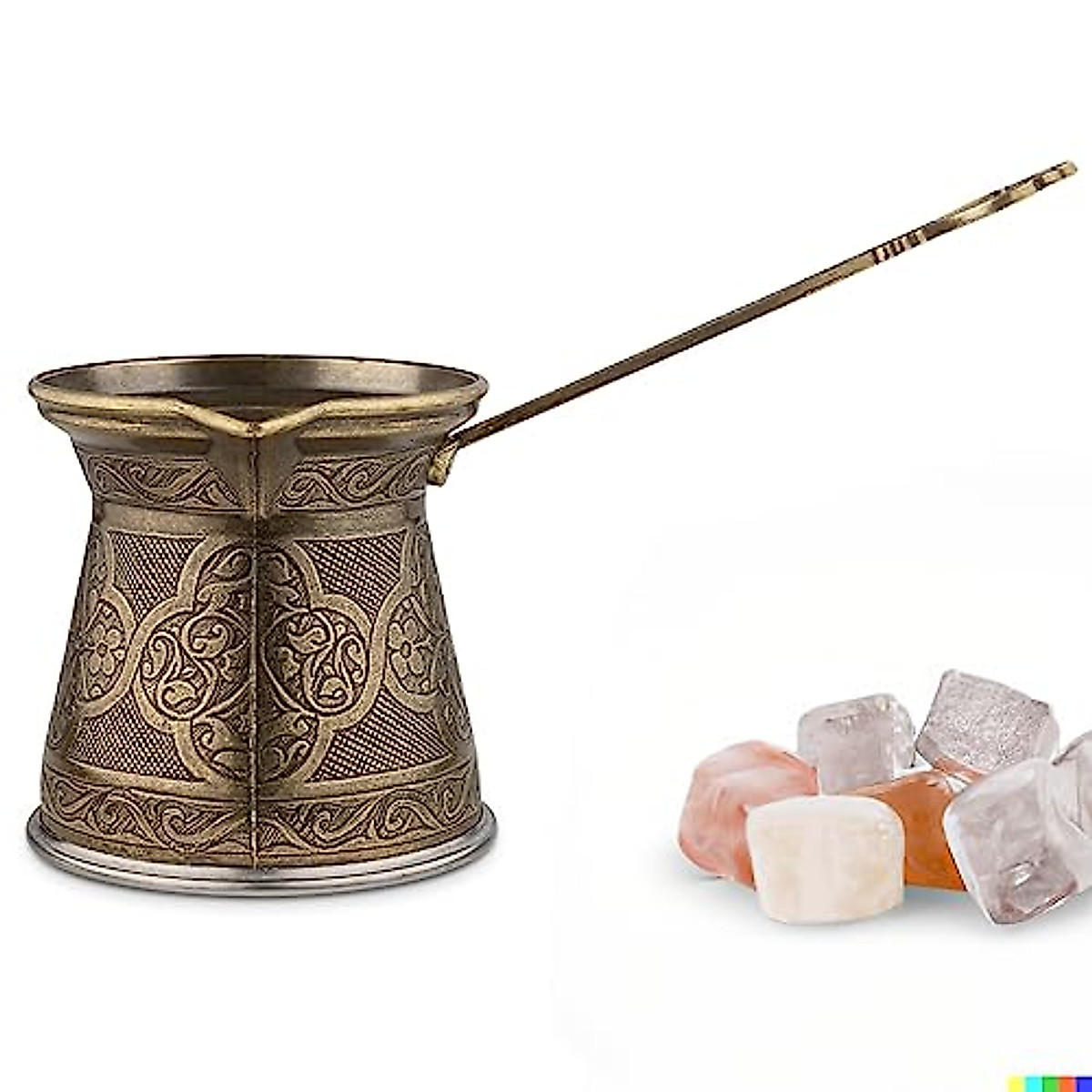 Alisveristime Authentic Turkish Coffee Pot, Handmade Cezve/Ibrik, Multiple Sizes and Colors Available - Enhance Your Coffee Experience Now! (Antique Green, 6 Cup)