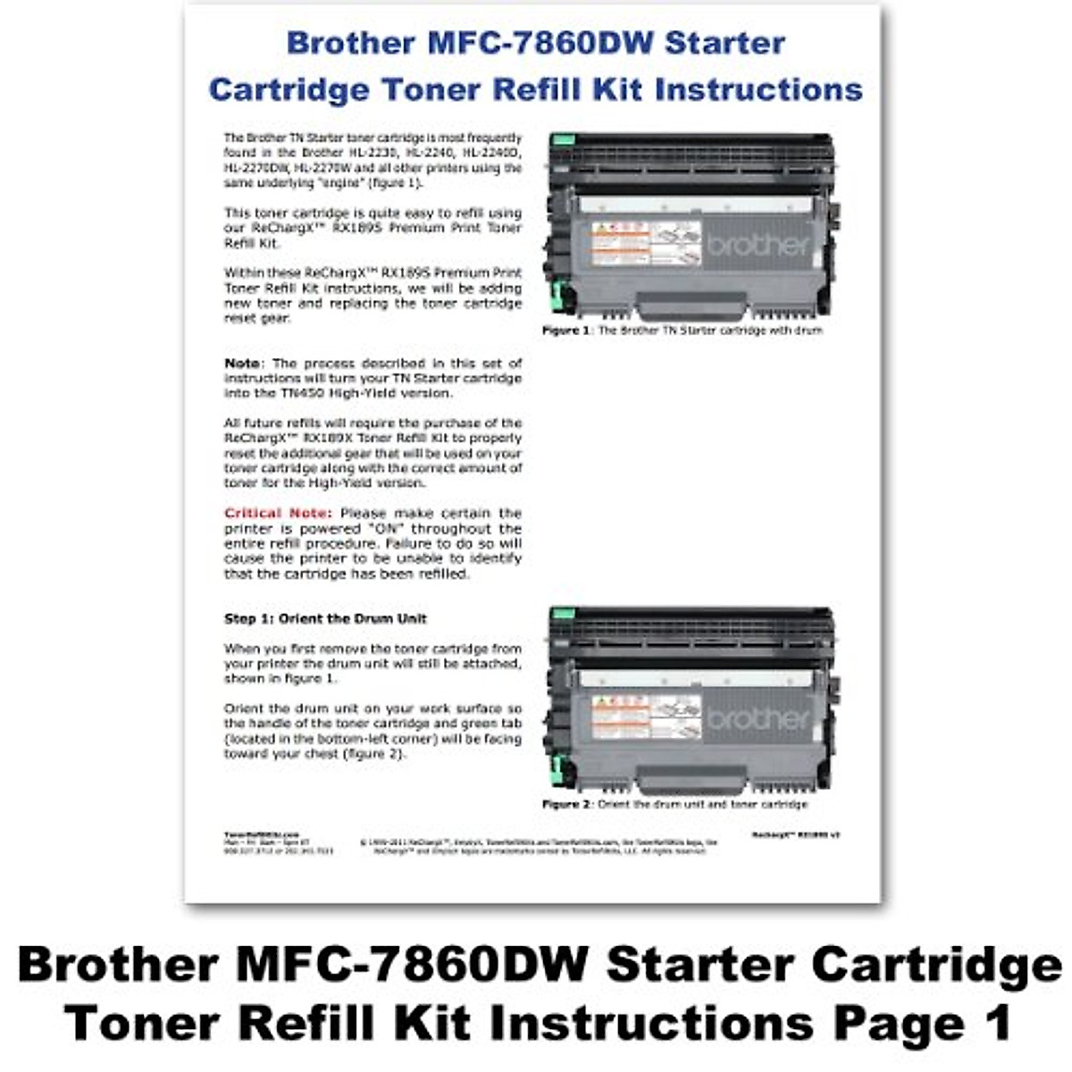 Brother MFC-7860dw Starter Cartridge Toner Refill Kit