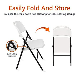 Amazon Basics Folding Plastic Chair with 350-Pound Capacity - 6-Pack, White
