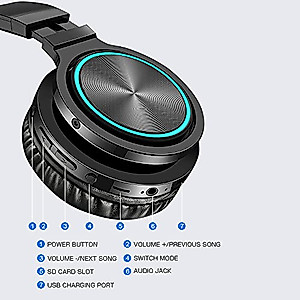 SLuB Wireless Headphones Over Ear Wireless Bluetooth Headphones Foldable Headphones 24H Playback Time CVC8.0 Microphone and Detachable Cable, Suitable for Adult, Child, TV, Travel, Home Office