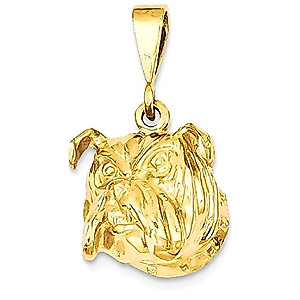 IceCarats 14K Yellow Gold Bulldog Necklace Charm Pendant 26mm x 16mm Only