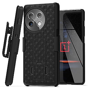 Encased DuraClip for OnePlus 11 5G Phone Case with Belt Holster Clip and Kickstand (Matte Black)
