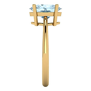 Clara Pucci 2.5ct Oval Cut Solitaire Natural Aquamarine Engagement Wedding Bridal Promise Anniversary Ring 18K Yellow Gold Size 5.75
