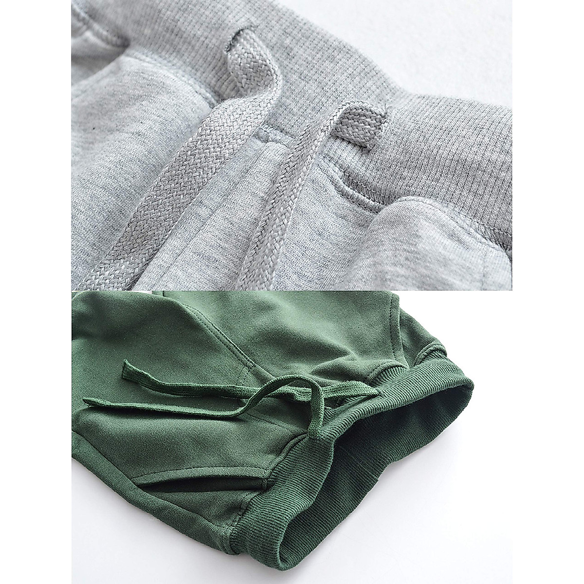 HUAER& Baby Boy's Jogger Pants Dinosaur Car Animal Print Drawstring Elastic Sweatpants (1-Pack 2-Pack) (Dark Green + Light Gray, 4T)