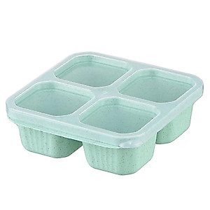 Guaber Multicolored Compartmental Food Storage Container, Reusable Meal Preparation, 4-Compartment Snacks Box, Plastic, Green, Flip Top, 16.5x15.5x5.5cm/6.49x6.10x2.16inch