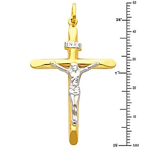 14k Two Tone Gold Crucifix Cross Religious Charm Pendant