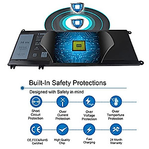 56Wh 33YDH Laptop Battery for Dell Inspiron 17 7000 Series 7779 7778 7786 7773 2-in-1 15 7577 G3 3579 3779 G5 5587 G7 7588 Latitude 13 3380 14 3490 3590 3580 3400 3500 451-BCDM PVHT1 P30E 81PF3 081PF3