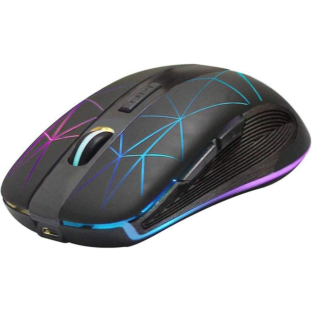 Rii RM200 2.4G Wireless Mouse with USB Nano Receiver, 5 Buttons Rechargeable Mouse,Colorful Backlit RGB Gaming Mouse for Notebook,PC,Computer-Black