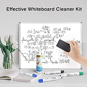 Comix Dry Erase Set with 16 Chisel Tip Dry Erase Markers, 8.5 Fl Oz Cleaner & Magnetic Eraser, Office and School Supplies for Whiteboards, Calendar