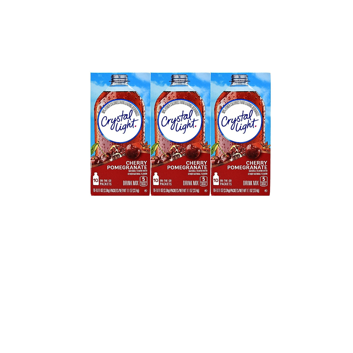 Crystal Light On The Go Antioxidant, Natural Cherry Pomegranate, 10-Count Boxes Pack of 3