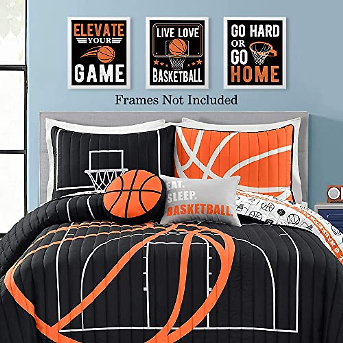 LHIUEM Motivational Basketball Poster Prints,Set of 6(Unframed,8”X10”),Inspirational Sport Quotes Wall Art Print for Men Boys Bedroom Living Room Home Decor