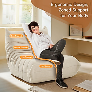 VASOENY 35.8'' X 41.3'' Armless Fireside Chair, Oversized Soft Sherpa Fabric Floor Lounge Sofa Couch, Comfy Single Lazy Sofa, Leisure Bean Bag Chair for Living Room, Bedroom, Office, Apartment