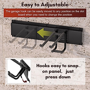 Vilaxing Garage Tool Organizer Wall Mount,Garden Tool Rack Organizer,32 Inch Study Tool Storage Rack for Garage Garden with 6 Adjustable Hooks and 2 Rails,Hold Up to 250lbs Black