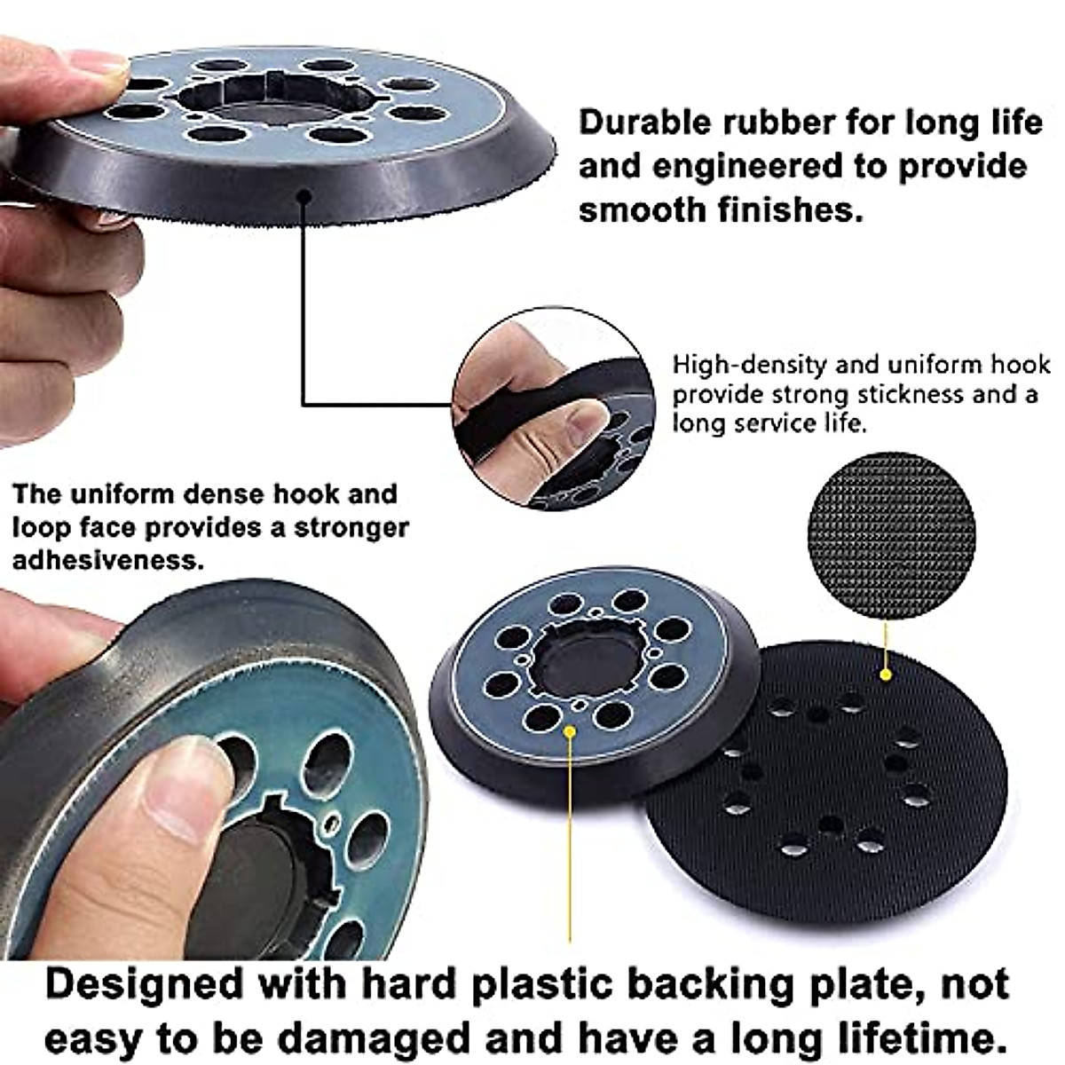 2 Packs Sander Pad for Dewalt DWE64233 & N329079 5" 8 Hole Hook and Loop Replacement Orbital Sander Pad Compatible with DWE6421 6421K DWE6423 6423K DCW210B (4 Screw Holes Sanding Part)