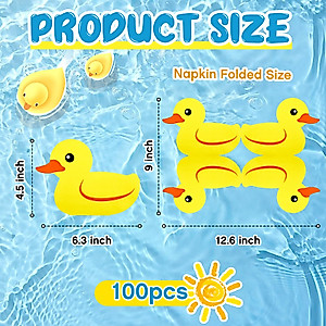 Henoyso 100 Pcs Rubber Duck Paper Napkins Duck Napkins Cute Party Napkins Rubber Duck Party Supplies for Birthday Baby Shower Dinner Picnic Summer Parties Table Decorations Favors