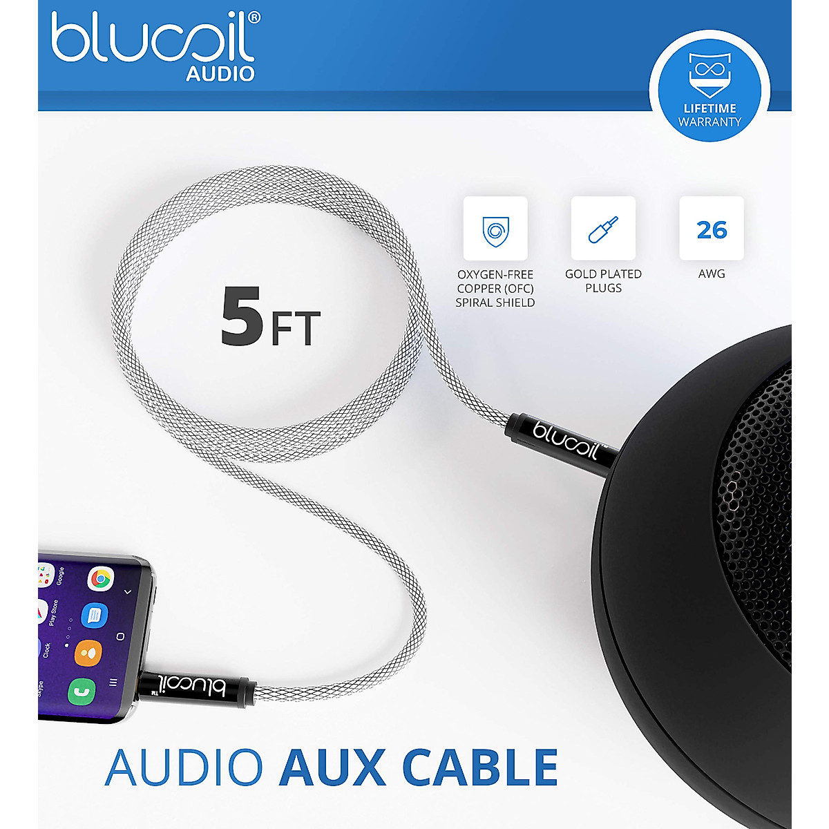 Samson MediaOne M30 3" Powered Studio Monitors with 3.5mm Outputs (Pair) Bundle with Blucoil Acoustic Isolation Pads (2-Pack), 12" Acoustic Wedges (4-Pack), and 5' Audio AUX Cable