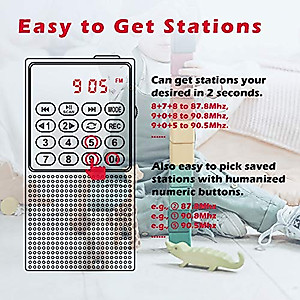 Mini Pocket FM Walkman Radio Portable Battery Radio with Recorder, Lock Key, SD Card Player, Rechargeable Battery Operated, by PRUNUS(NO AM)