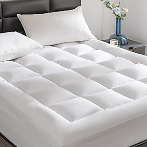 DREAMHOUR King Size Mattress Pad Thick Breathable Mattress Topper Soft Quilted Fitted Mattress Cover with Deep Pocket Fits 8-18 Inch (78x80 Inches,White)