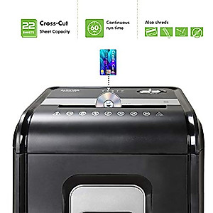 Aurora AU2260XA Heavy Duty Anti-Jam 22-Sheet Crosscut Shredder/60 Min Run Time/ 7-Gallon Pullout Basket and Casters